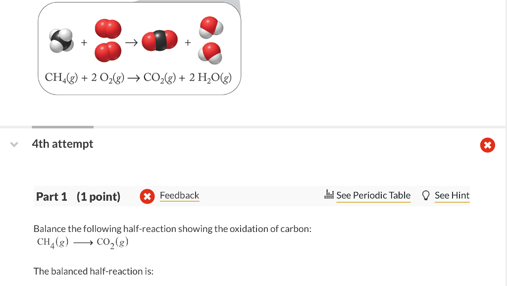 Solved CH4(g) 2 O2 g) CO2 g) 2 H2O g) 4th attempt Part 1 (1 | Chegg.com