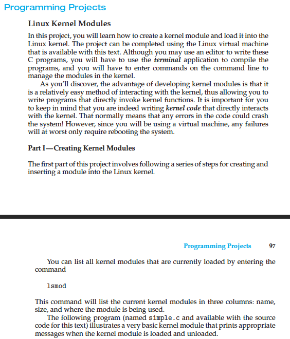 Solved Programming Projects Linux Kernel Modules In this | Chegg.com