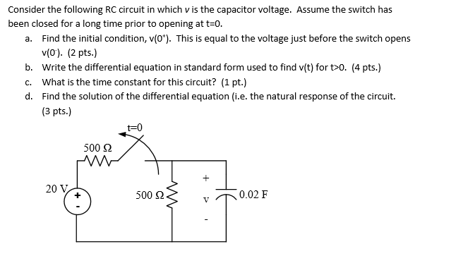 Solved Consider the following RC circuit in which v is the | Chegg.com