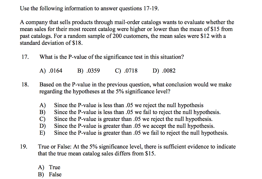 Solved Use the following information to answer questions | Chegg.com