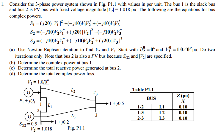 Consider the 3-phase power system shown in Fig. P1.1 | Chegg.com