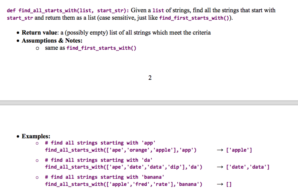 Solved def find_first_starts_with(list, start_str): Given a | Chegg.com