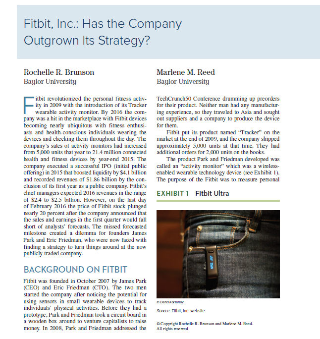 Solved Fitbit, Inc. Has the Companyy Outgrown lts Strategy? | Chegg.com