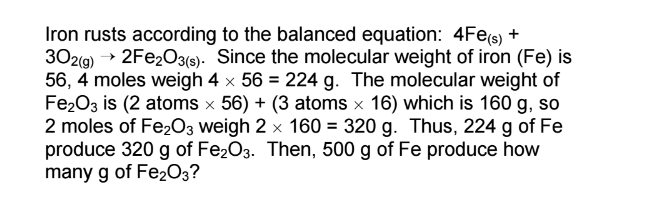 Solved Iron rusts according to the balanced equation: | Chegg.com