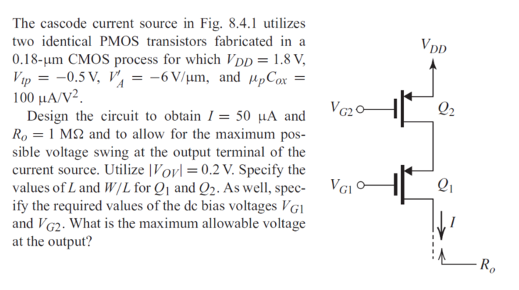 Solved The cascode current source in Fig. 8.4.1 utilizes two | Chegg.com