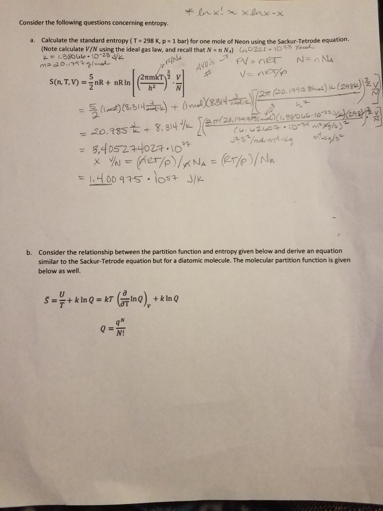Solved Consider the following questions concerning entropy | Chegg.com