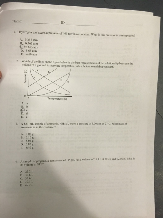 Solved Hydrogen gas exerts a pressure of 466 torr in a | Chegg.com