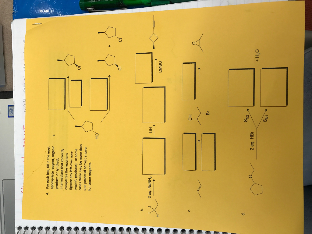 Solved For each box, fill in the most appropriate reagent, | Chegg.com