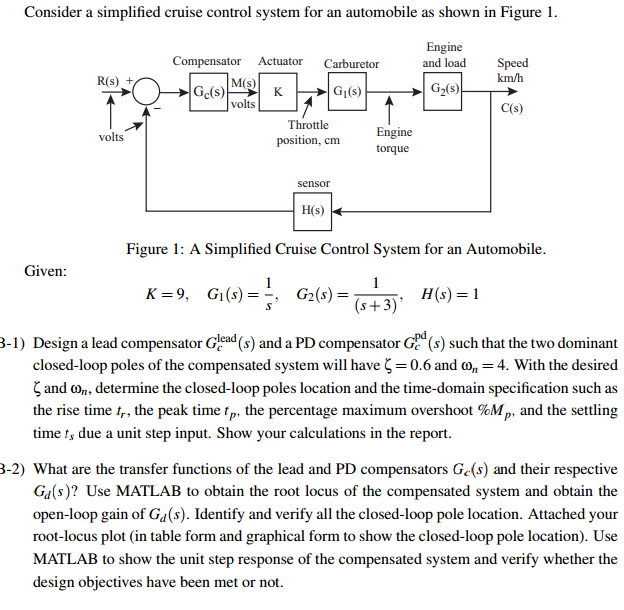Solved Consider a simplified cruise control system for an | Chegg.com