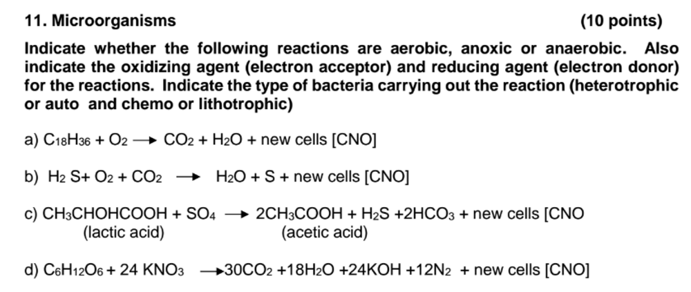 Solved Indicate whether the following reactions are aerobic, | Chegg.com