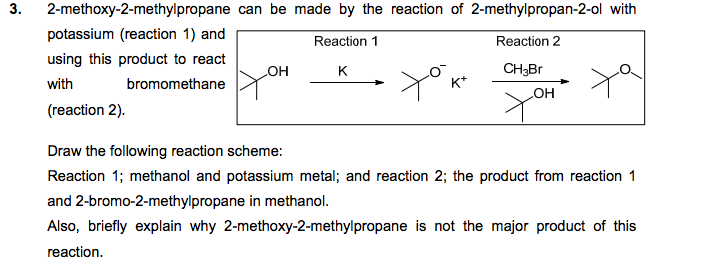 Solved 2-methoxy-2-methylpropane can be made by the reaction | Chegg.com