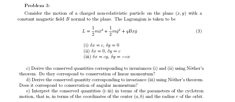 Consider the motion of a charged non-relativistic | Chegg.com