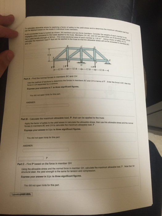 Solved Find the normal forces in member BC and CH Use the | Chegg.com