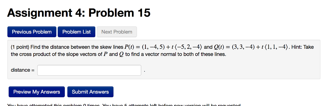 Solved Assignment 4: Problem 15 Previous Problem Problem | Chegg.com
