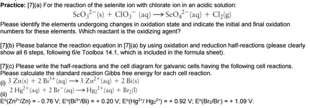 Solved (a) For the reaction of the selenite ion with | Chegg.com