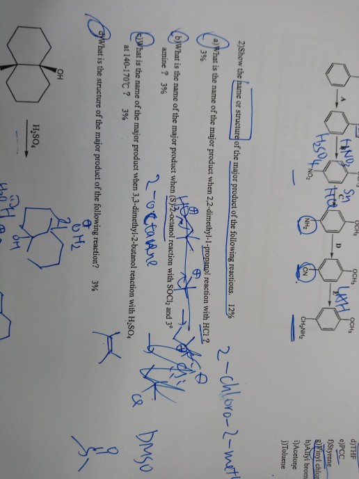 Solved 第二頁 共二頁 e)10% 2)Show the name ar structure of the | Chegg.com