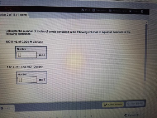 Solved Calculate The Number Of Moles Of Solute Contained In