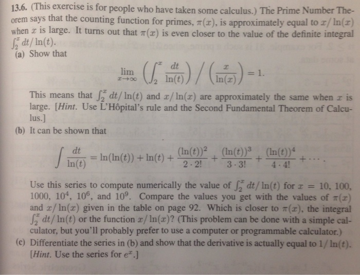 The Prime Number Theorem Says That The Counting