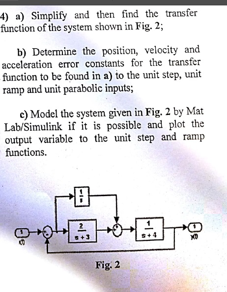 Solved 4) a) Simplify and then find the transfer function of | Chegg.com
