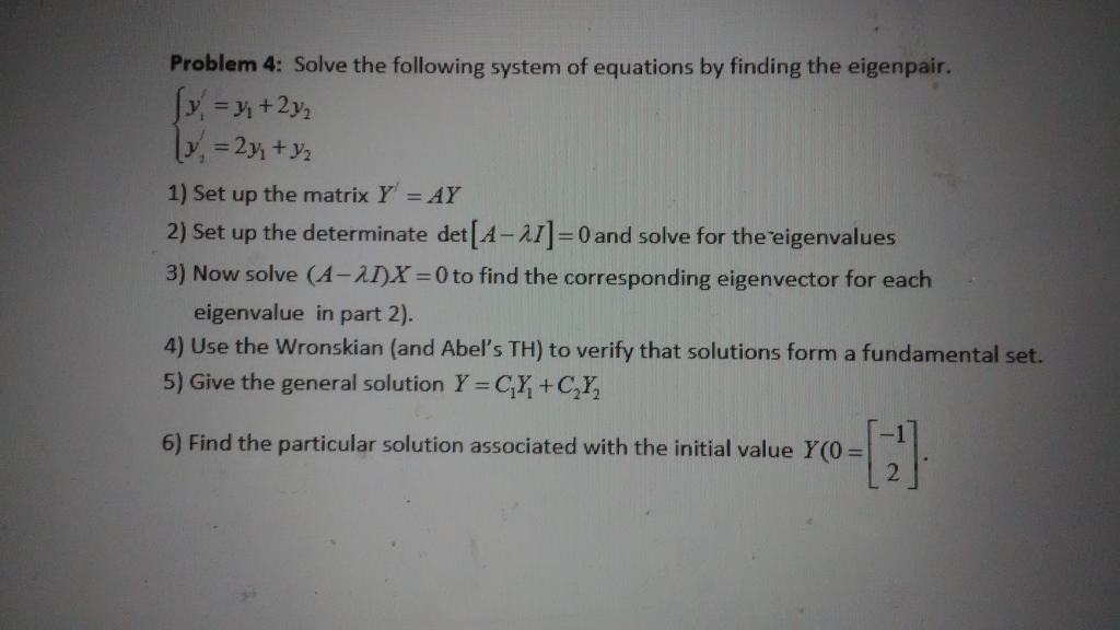 Solved Problem 4: Solve the following system of equations by | Chegg.com