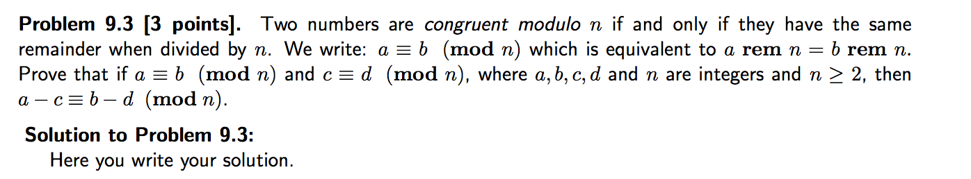 Solved Two numbers are congruent modulo n if and only if | Chegg.com