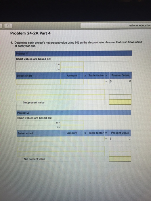 Solved ezto. Problem 24-2A Part 4 Determine each projed's | Chegg.com