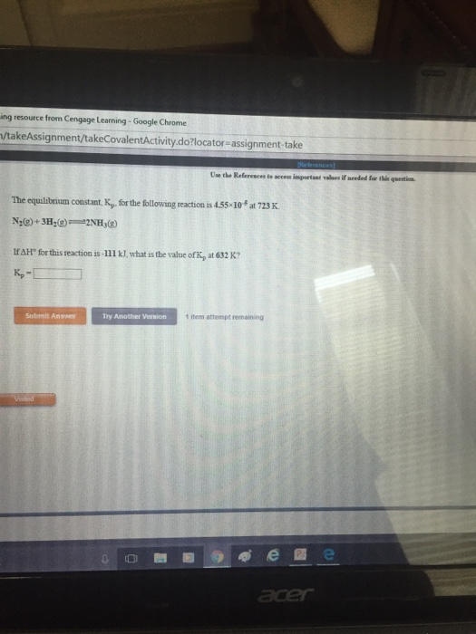 Solved The equilibrium constant, kp, for the following | Chegg.com