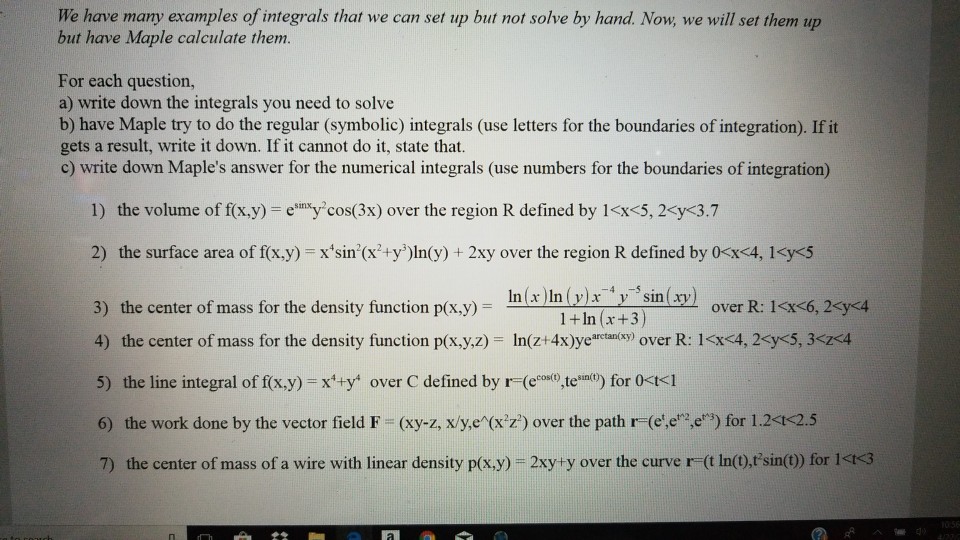 We have many examples of integrals that we can set up | Chegg.com