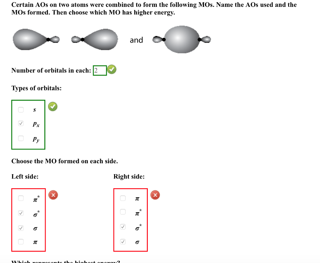 Solved Certain AOs on two atoms were combined to form the | Chegg.com