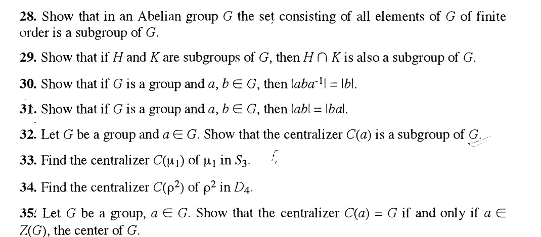 Solved Show That In An Abelian Group G The Set Consisting Of