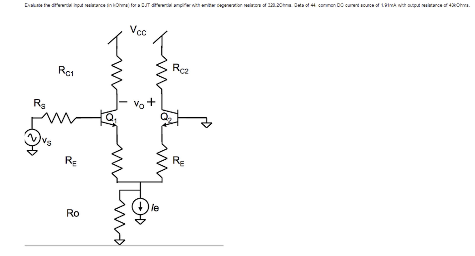 Solved Evaluate the differential input resistance (in kOhms) | Chegg.com