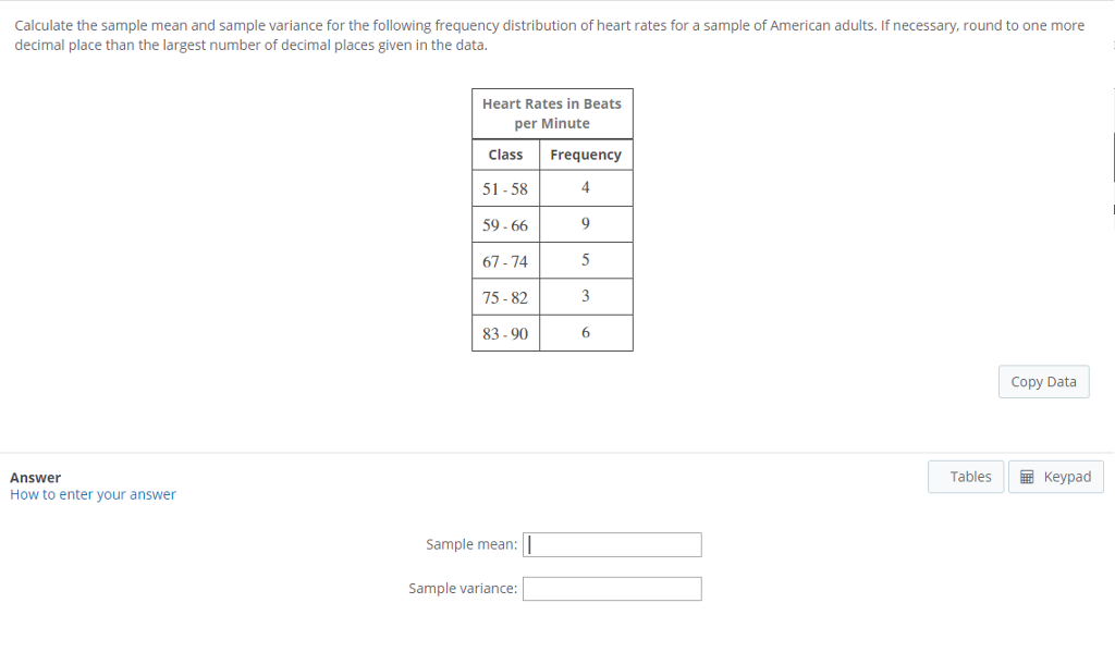Solved Calculate the sample mean and sample variance for the | Chegg.com