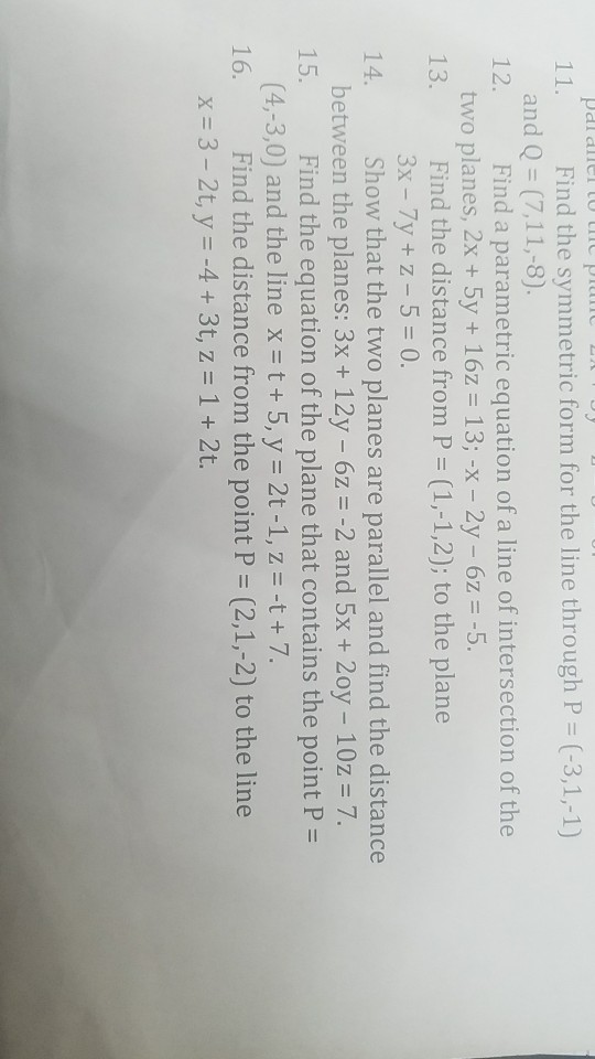 Solved Find the symmetric formn for the line through P = | Chegg.com
