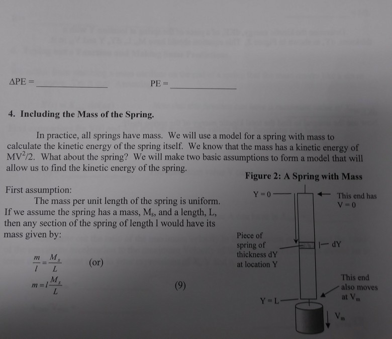 Solved ARE = 4. Including the Mass of the Spring. In | Chegg.com