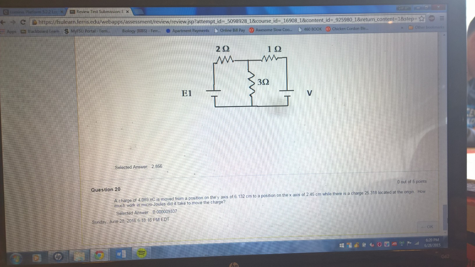 Solved in the circuit shown the current through the two ohm | Chegg.com