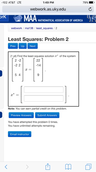 Solved Least Squares: Problem 2 Find the least-squares | Chegg.com