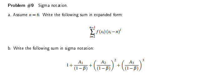 Solved m#9 Sigma notation a. Assume n=6. Write the following | Chegg.com