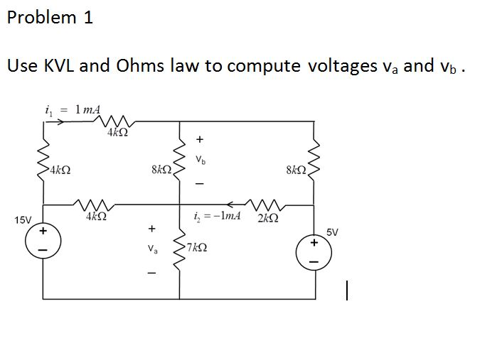 Solved Use KVL and ohms law to compute voltages voltages va | Chegg.com