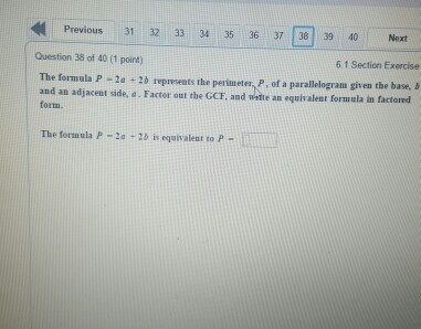 Solved The formula P -2a + 2b represents the parameter, P, | Chegg.com
