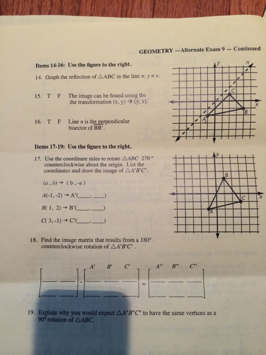 Use the coordinate rules to rotate delta ABC 270 | Chegg.com