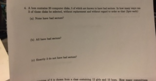 Solved box contains 20 disks, 5 of which have bad sectors. | Chegg.com