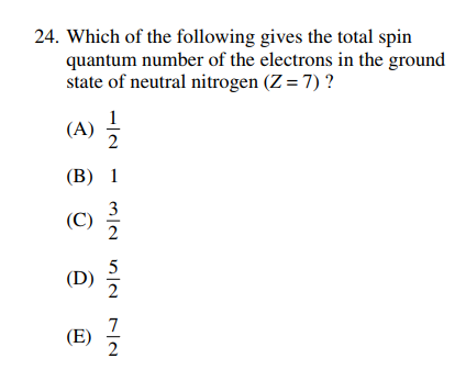 Solved Which of the following gives the total spin quantum | Chegg.com