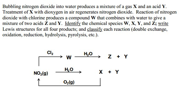 Bubbling nitrogen dioxide into water produces a | Chegg.com