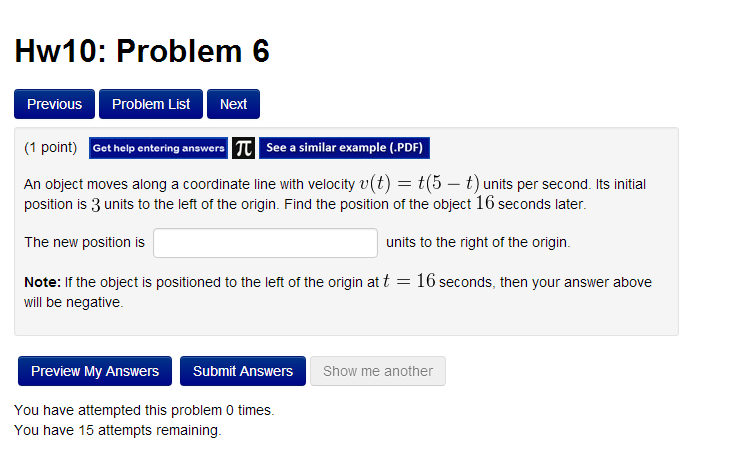 Solved An Object Moves Along A Coordinate Line With Velocity