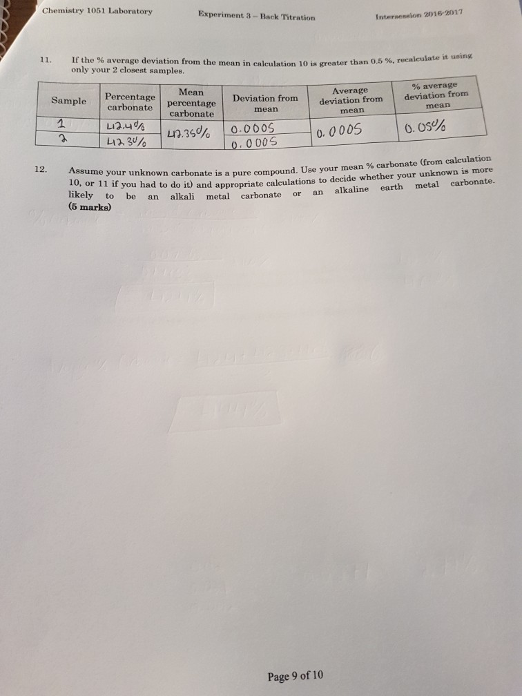 Solved Chemistry 1051 Laboratory InterRession 2016-2017 | Chegg.com