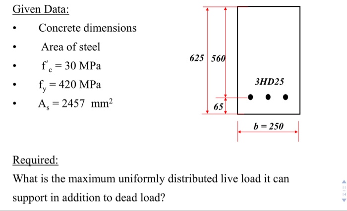 Solved Given Data: Concrete dimensions Area of steel f'c = | Chegg.com