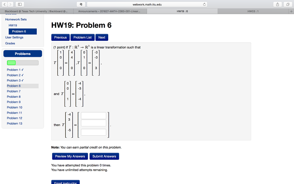 Solved webwork.math.ttu.edu 山 ! Blackboard Texas Tech | Chegg.com