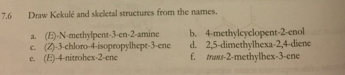 Solved Draw Kekule and skeletal structures from the names. | Chegg.com