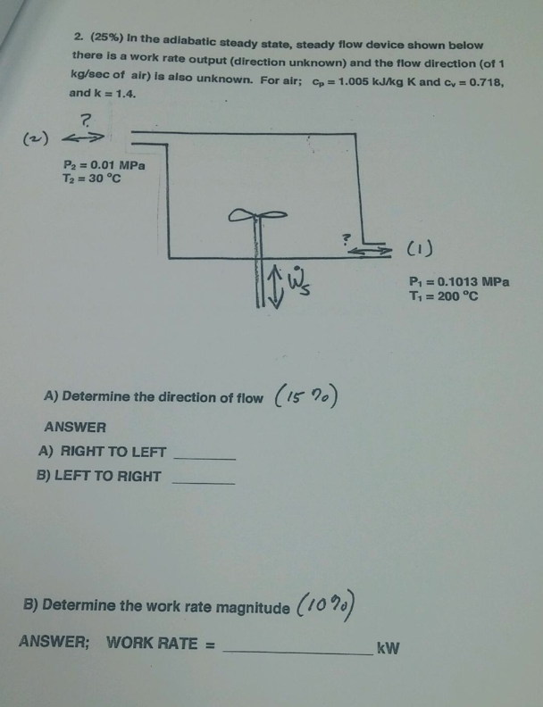 Solved In the adiabatic steady state, steady flow device | Chegg.com