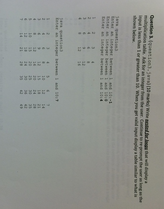 Solved Write nested for loops that will display a | Chegg.com